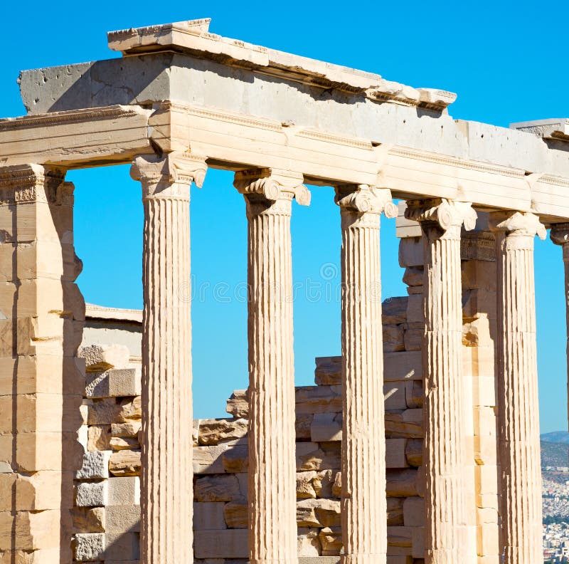 Statue Acropolis Athens Place and Historical in Greece Th Stock Image ...