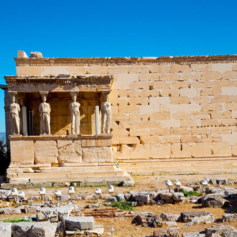 Statue Acropolis Athens Place and Historical in Greece Th Stock Photo ...