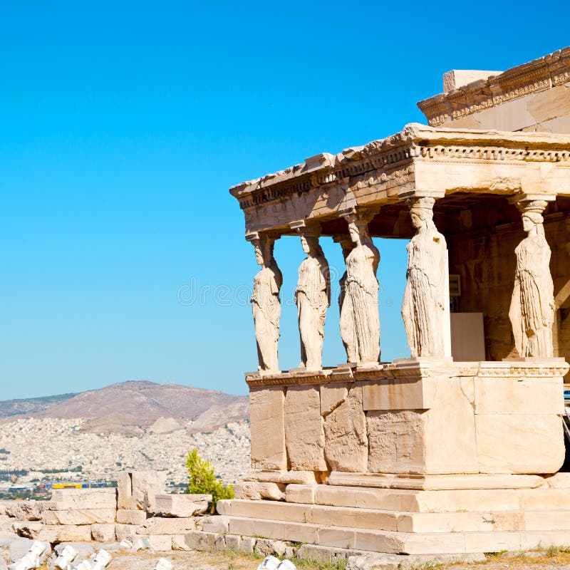 Statue Acropolis Athens Place and Historical in Greece Th Stock Image ...