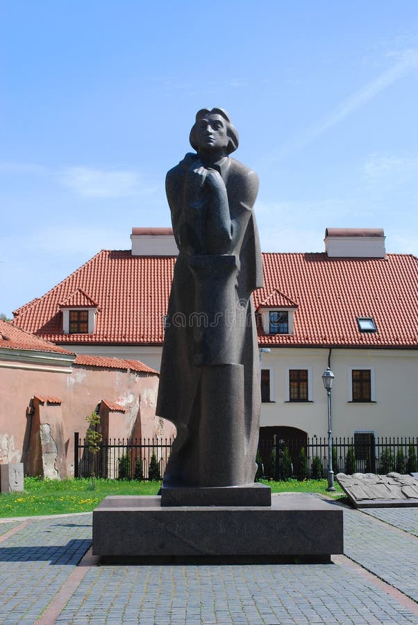 Statue of Adam Mickiewicz (Adomas Mickevicius) in Vilnius Stock Photo ...