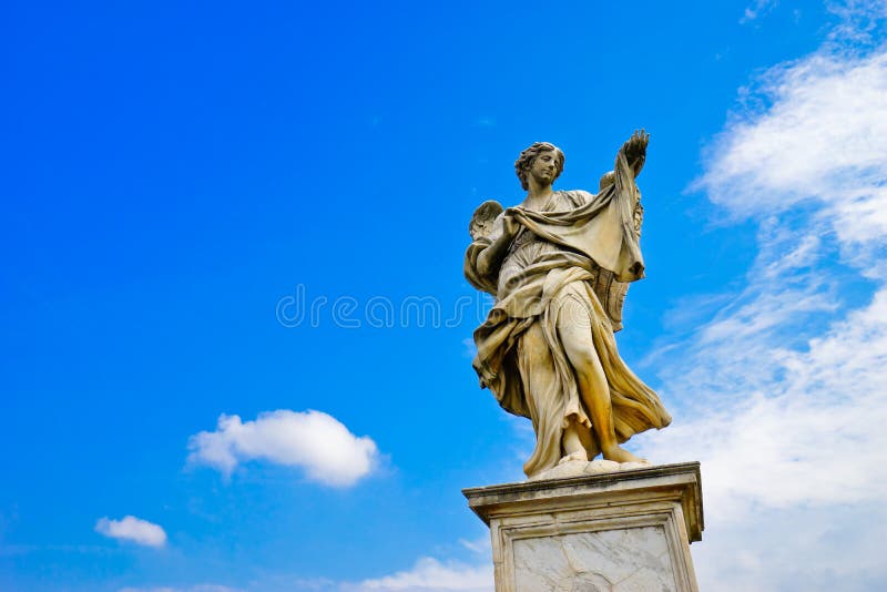 The Statue of Aelian Bridge in Rome Stock Photo - Image of angelo ...