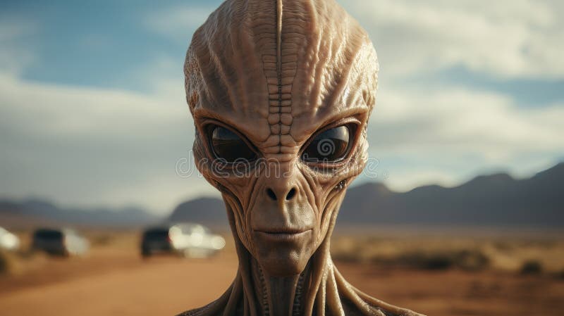 A Statue of an Alien in the Desert. Generative AI. Stock Illustration ...