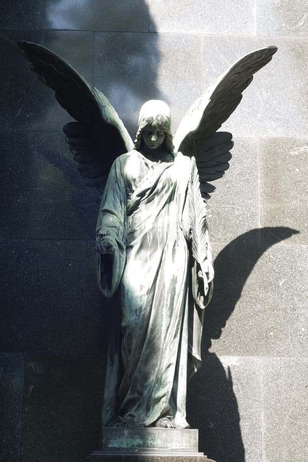 Statue of Ancient Angel on Cemetery Stock Photo - Image of halloween ...