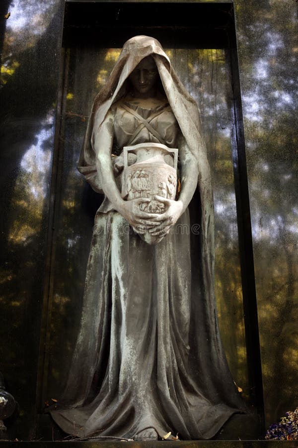 Statue of Ancient Angel on Cemetery Stock Photo - Image of halloween ...