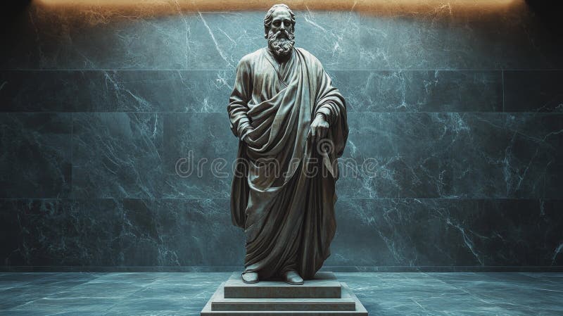 Statue of Ancient Philosopher in Modern Hall - Generative Ai Stock ...