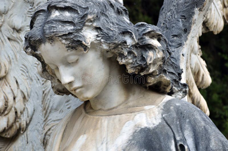 Old Crumbling Cherub Angel Statue Stock Photo - Image of face, artistic ...