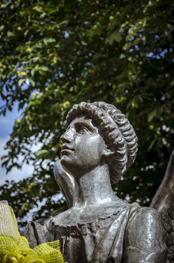 Statue of an Angel in the Garden, Close-up. Editorial Image - Image of ...