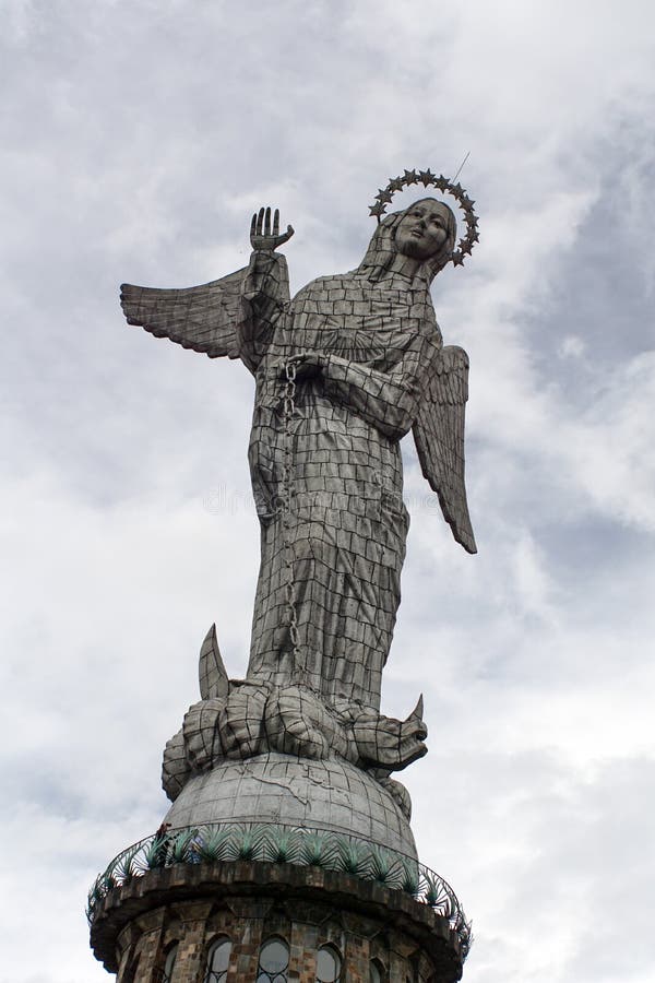 Angel on the Pancillo in Quito Stock Image - Image of angel, clouds ...