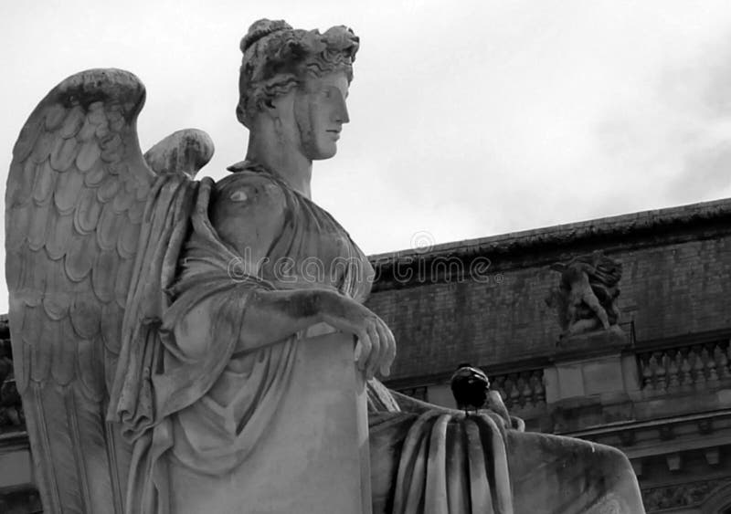 Statue Angel in Paris, at a Public Garden. Stock Photo - Image of ...