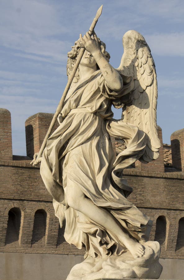 Statue of angel in Rome stock photo. Image of bridge - 161520296