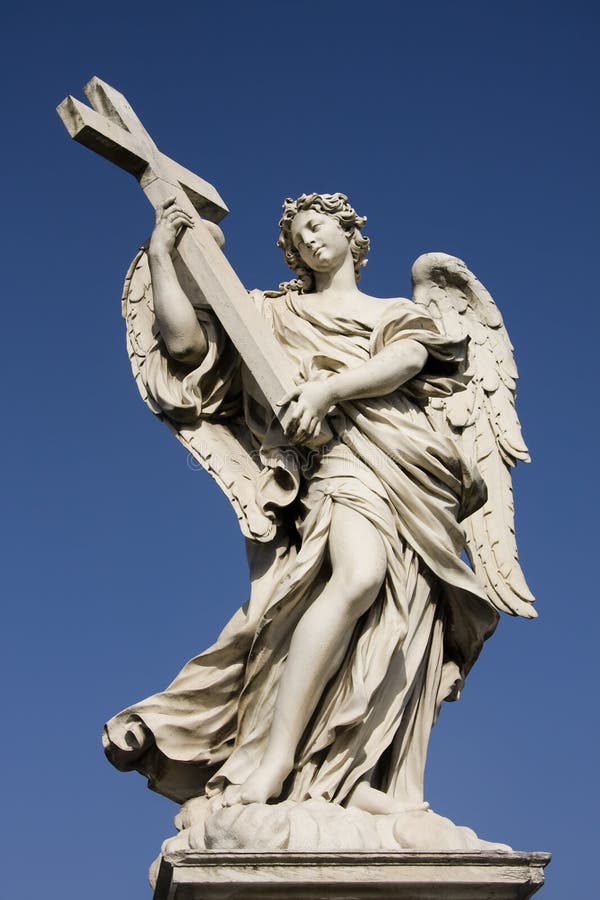 Statue of Angel on Sant Angelo Bridge in Rome Stock Image - Image of ...