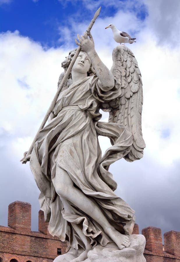 Statue of an Angel on Sant Angelo Bridge Stock Image - Image of wing ...