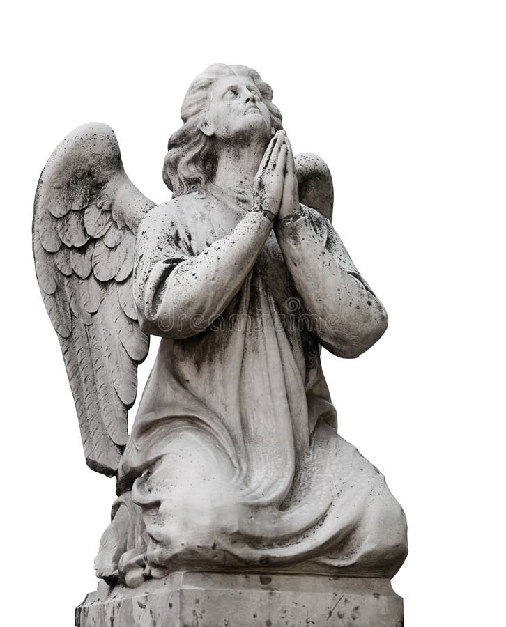 Statue of the Angel in White Background Stock Photo - Image of cemetery ...