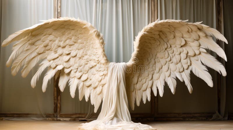 Statue of Angel with White Wings in Front of Window. Generative AI ...