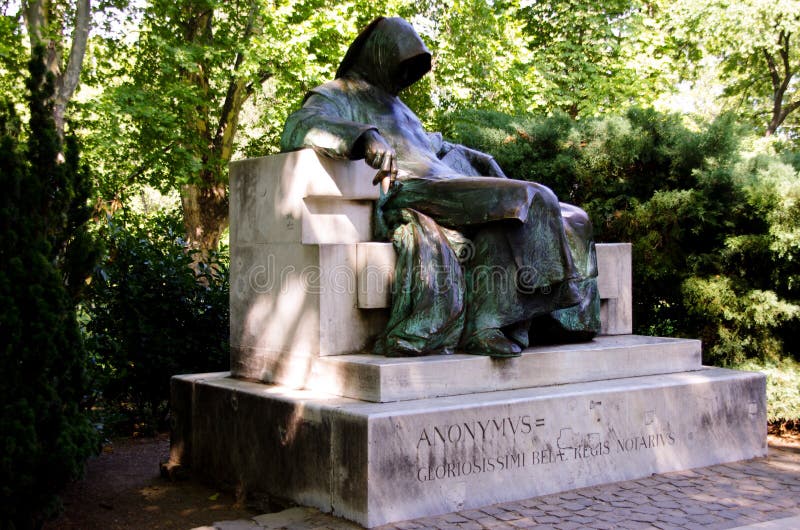 Statue of Anonymous, Budaoest, Hungary Stock Photo - Image of writer ...
