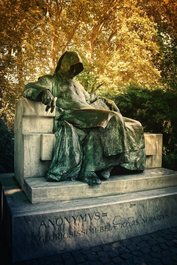 Statue of Anonymous in Budapest,Hungary Stock Photo - Image of castle ...