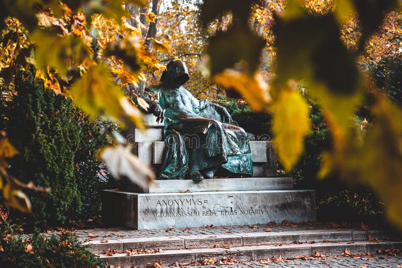 Statue of Anonymous in Budapest Park in Autumn Season Editorial Stock ...