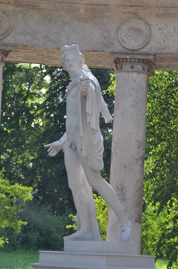Statue of Apollo stock photo. Image of male, marble, trees - 79669866