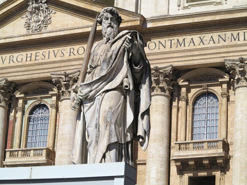Statue Apostle with Sword on St.Peter Square in Vatican Editorial Image ...