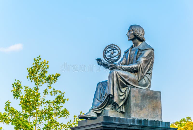 Statue of Astromoner Copernicus in Warsaw Poland in Front of Academy of ...
