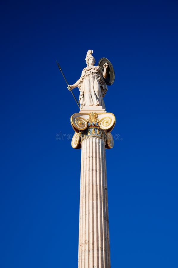 The Statue of Athena. Athens, Greece. Stock Image - Image of sculpture ...