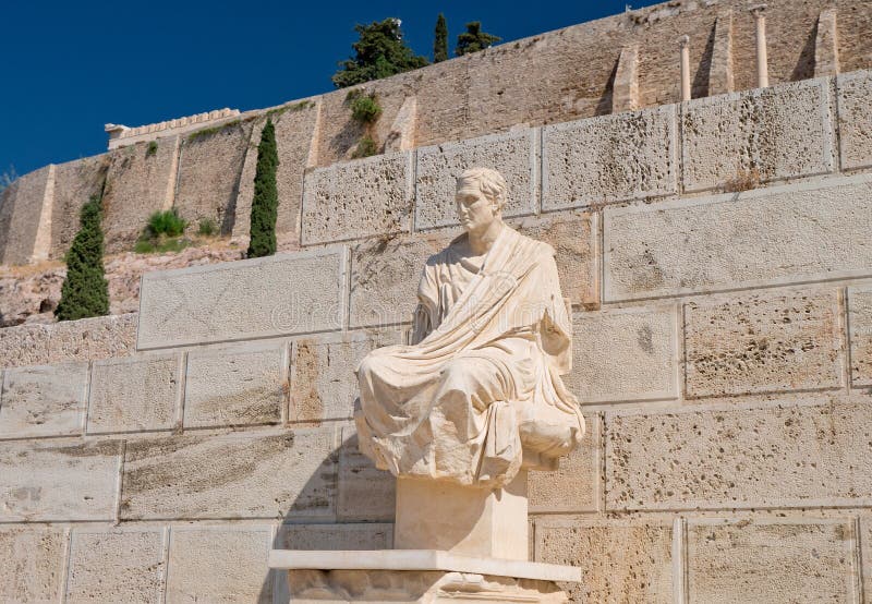 Statue in Athens Acropolis stock photo. Image of philosophy - 240270338