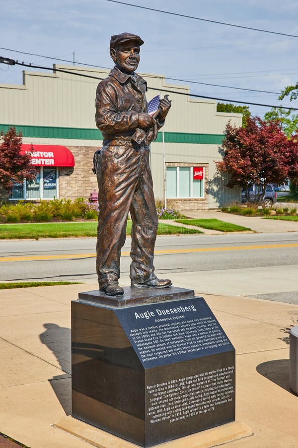 Statue of Augie Duesenberg in Auburn on Bright Sunny Day Editorial ...