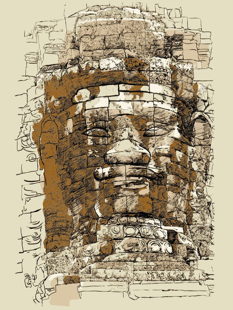 Bayon Temple Illustration Stock Illustrations – 60 Bayon Temple ...