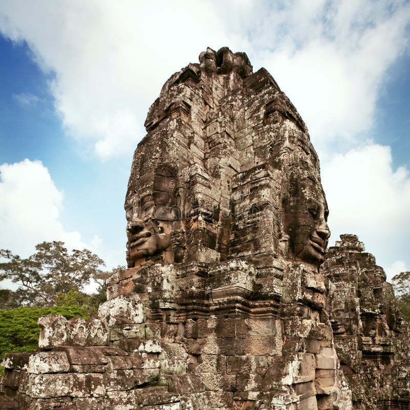 Statue of Bayon temple stock photo. Image of angkor, ruin - 50030370