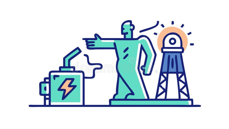 Statue Being Powered, Innovation and Energy for Development, Vector ...