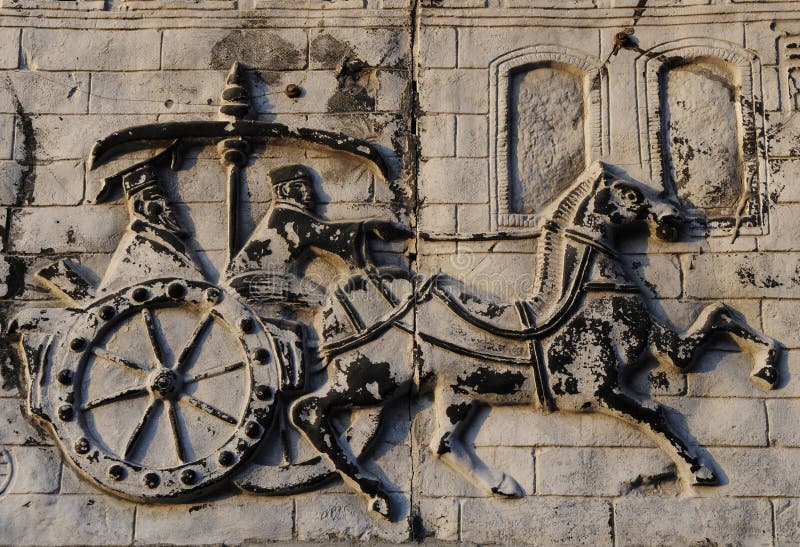 Statue on Brick with Carriage Stock Photo - Image of antique, statue ...