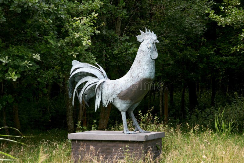 Silver Cockerel Statue on White Background Stock Photo - Image of ...