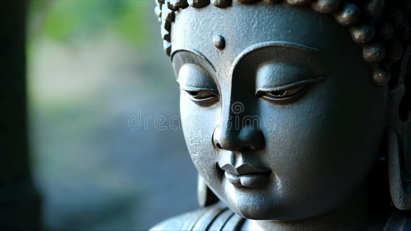 Statue of a Buddha Face with a Serene Expression Stock Video - Video of ...