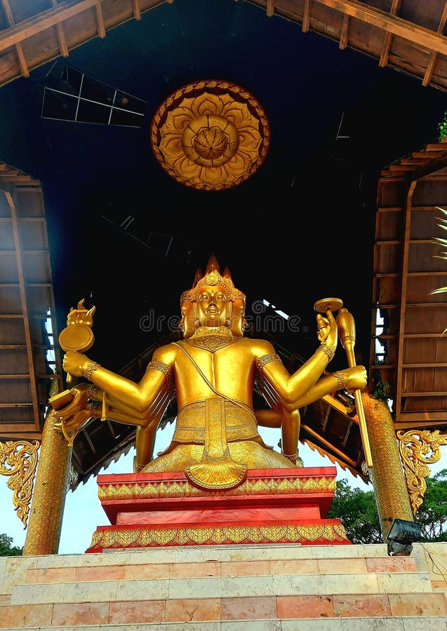 Statue of Buddha on with Gold Coloring Stock Image - Image of copy ...