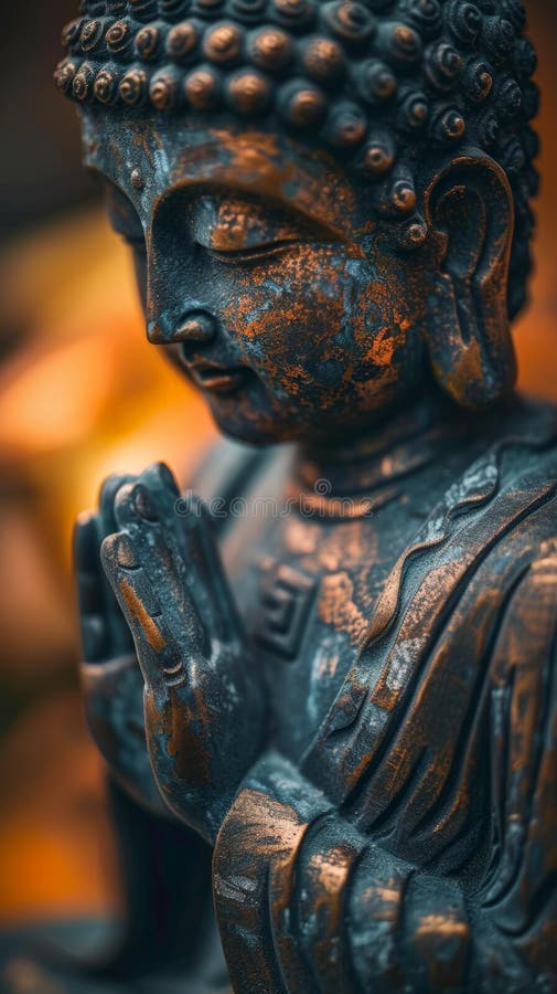 A Statue of a Buddha with His Hands in a Prayer Position Stock ...