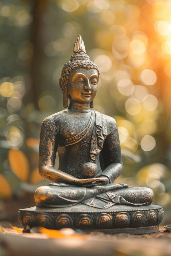 A Statue of a Buddha Sitting on a Stone Platform. the Statue is ...