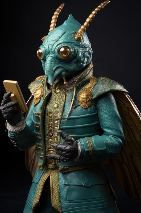 A Statue of a Alien Holding an Egg with Two Aliens in the Nest, AI ...