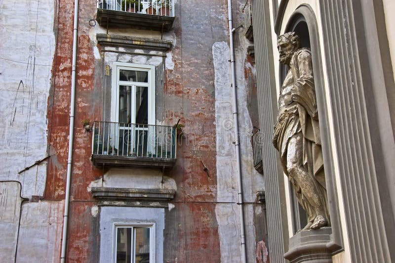 Statue and Building in Naples Stock Image - Image of history, travel ...
