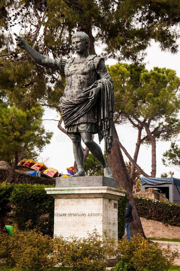 Statue of Caesar Augustus in Rome Park. Stock Photo - Image of famous ...