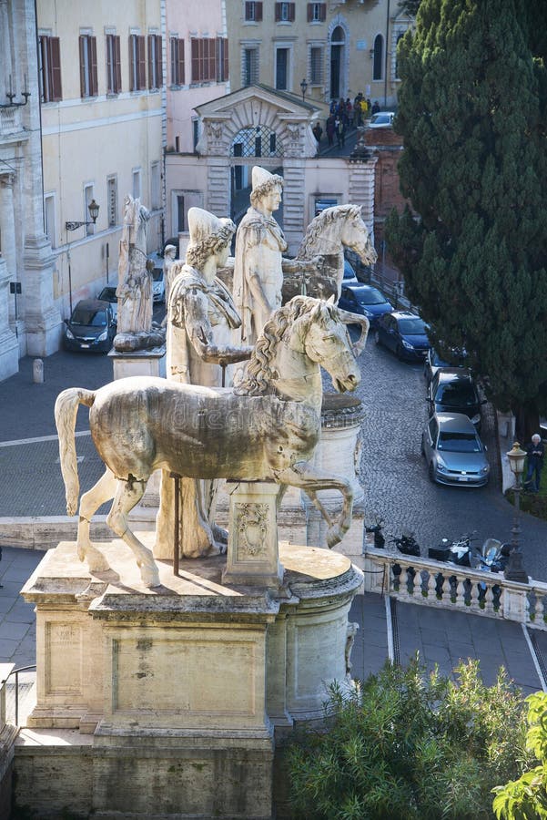 Statue of Castor with a Horse in Front of the Capitol Square, Rome ...
