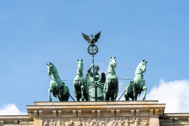 Statue of Cavalry Located on the Brandenburg Gate. Stock Photo - Image ...