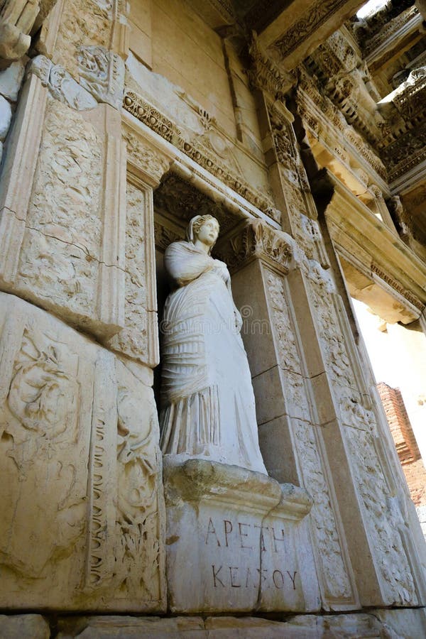 Celsus Library Ancient City in Ephesus, Turkey Stock Photo - Image of ...