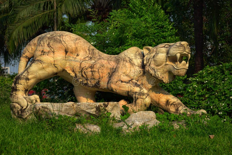 Statue of Chinese tiger stock photo. Image of monument - 213244076