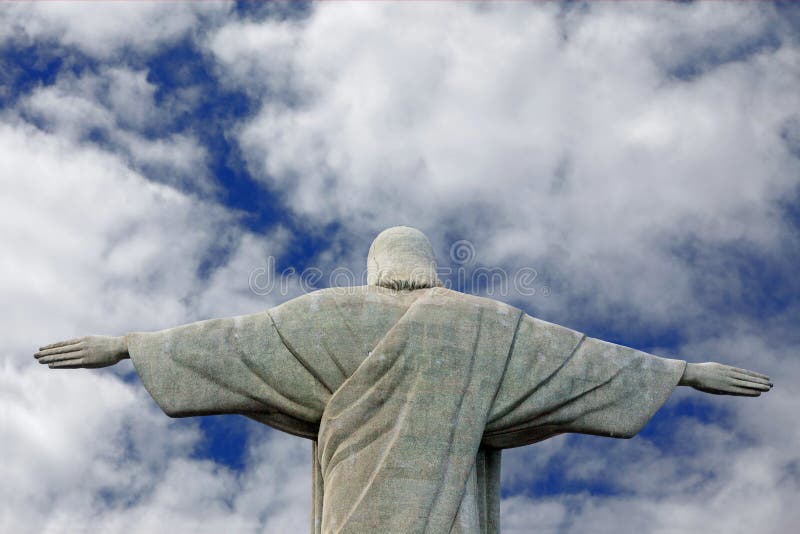Statue of Christ the Redeemer from Behind in Rio De Janeiro Bras ...