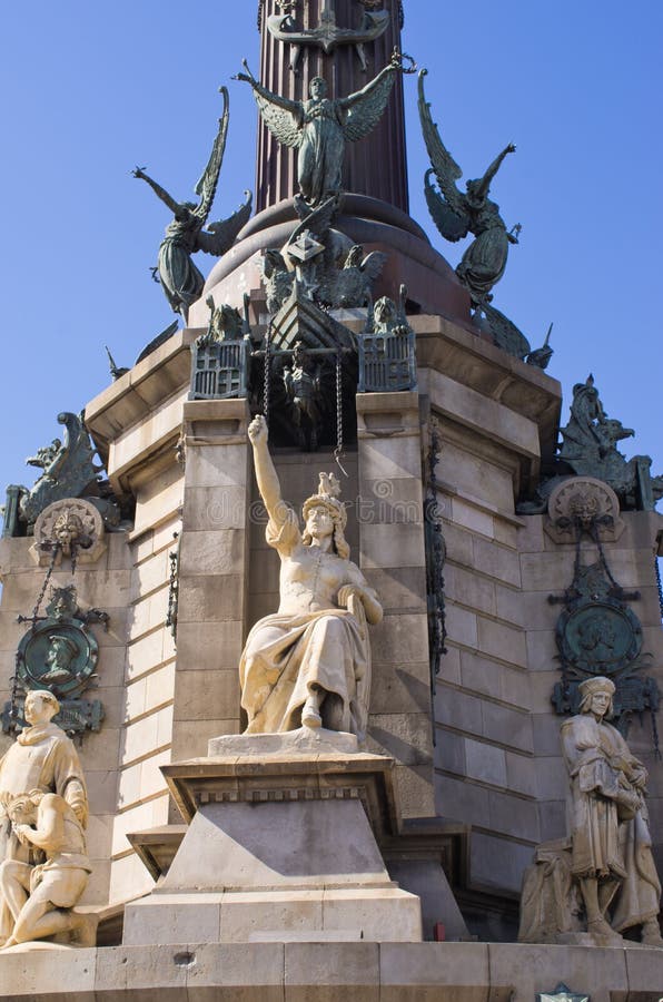 Statue Of Christopher Columbus In Barcelona - Spain Stock Photo - Image ...