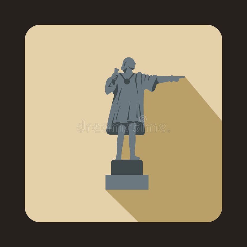Statue of Christopher Columbus Icon, Flat Style Stock Vector ...
