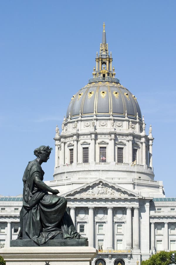 Statue with City Hall dome stock image. Image of hall - 2574911