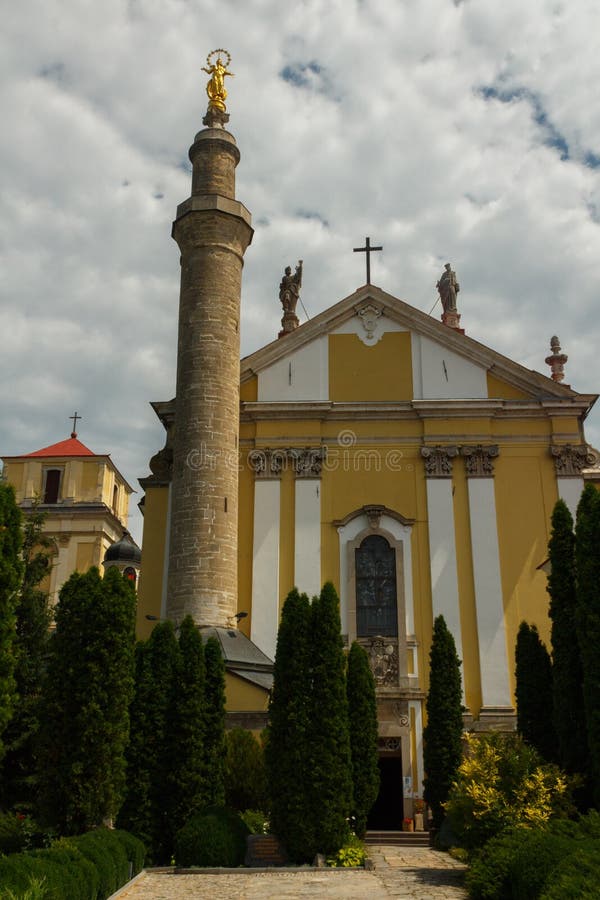 Statue on a Column Near the Temple. Stock Photo - Image of religion ...