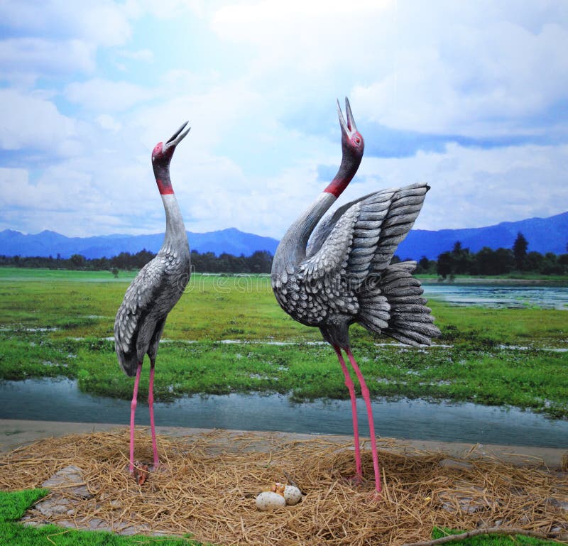 Statue cranes birds stock image. Image of chicks, parents - 53528973