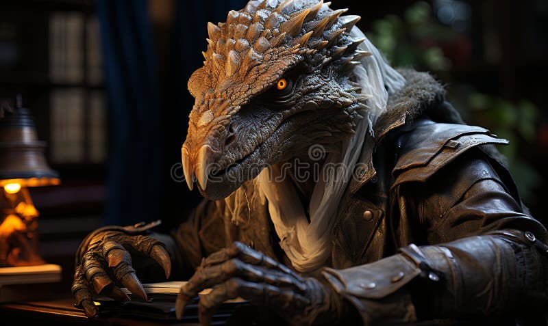 Creature Statue Sitting at Desk Stock Photo - Image of concentration ...